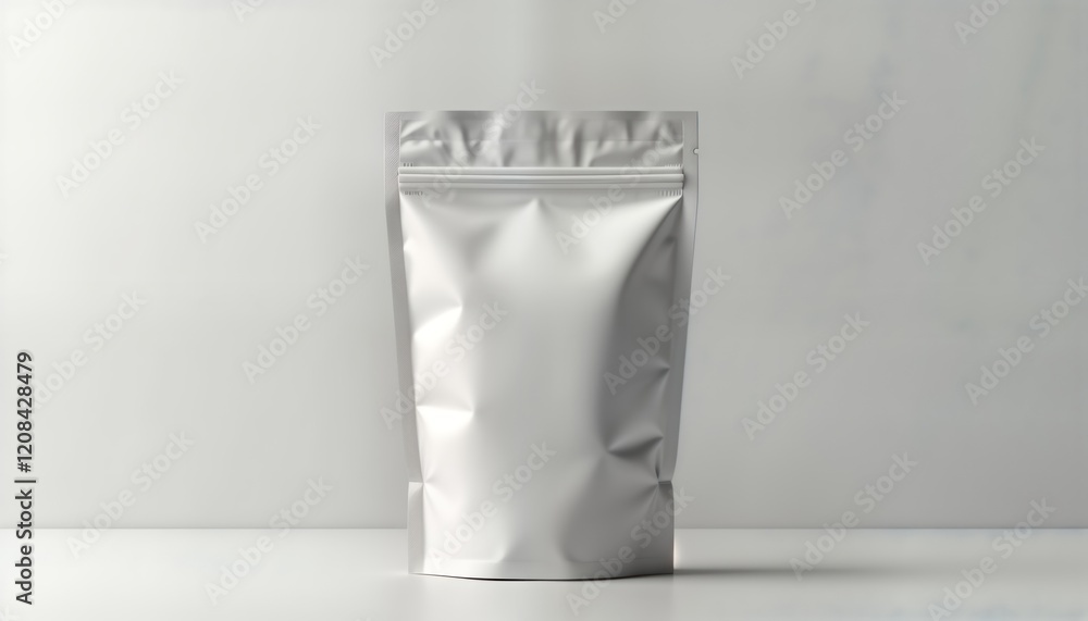 Blank white ziplock packaging bag mockup on gray background. Product ...