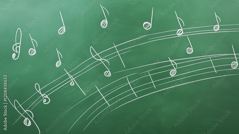 chalkboard music notes and staff Stock Illustration | Adobe Stock