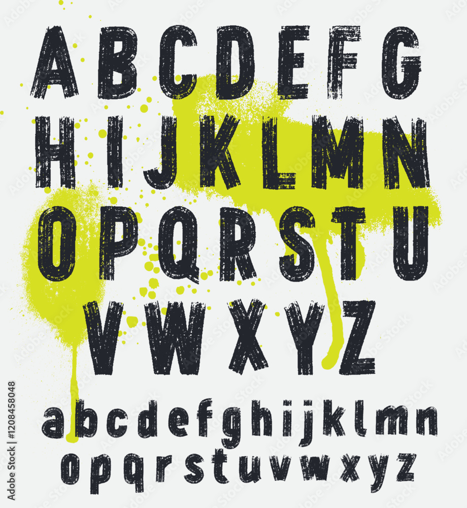Grunge letters, font, distressed black alphabet. Set of stencil ...