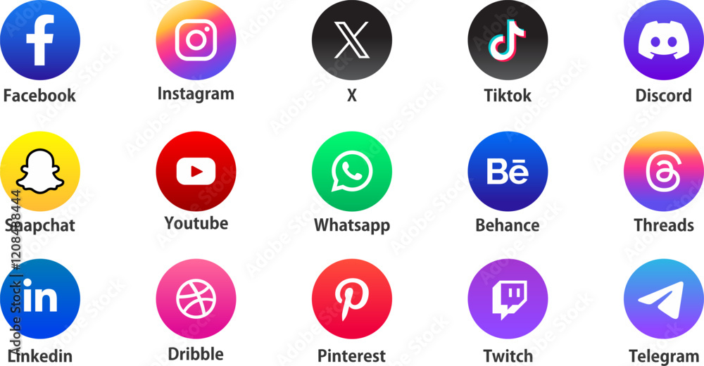 Latest updated social media icon set 2025 . X , Instagram, Facebook ...