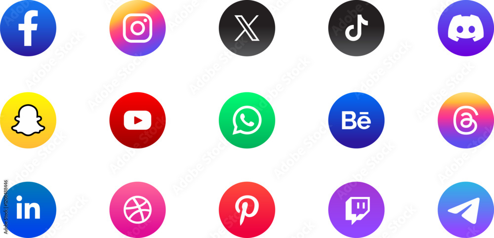 Latest updated social media icon set 2025 . X , Instagram, Facebook ...