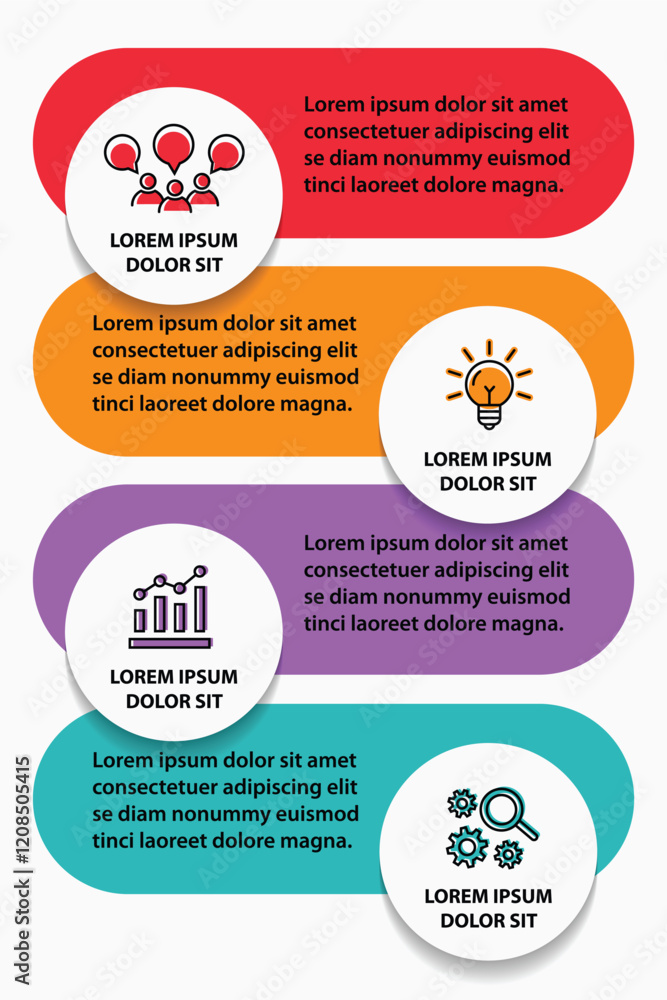 4 steps infographic template with 4 options. Flowchart that can be used for business report ...