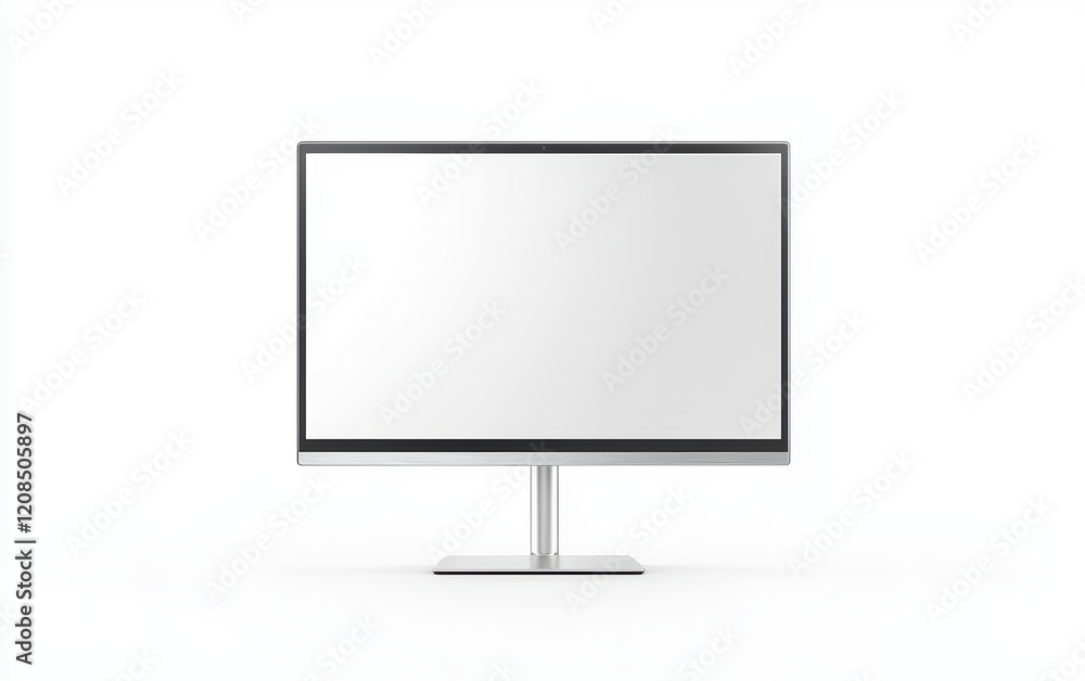 Ultra-thin modern monitor mockup with a sleek silver stand, high ...