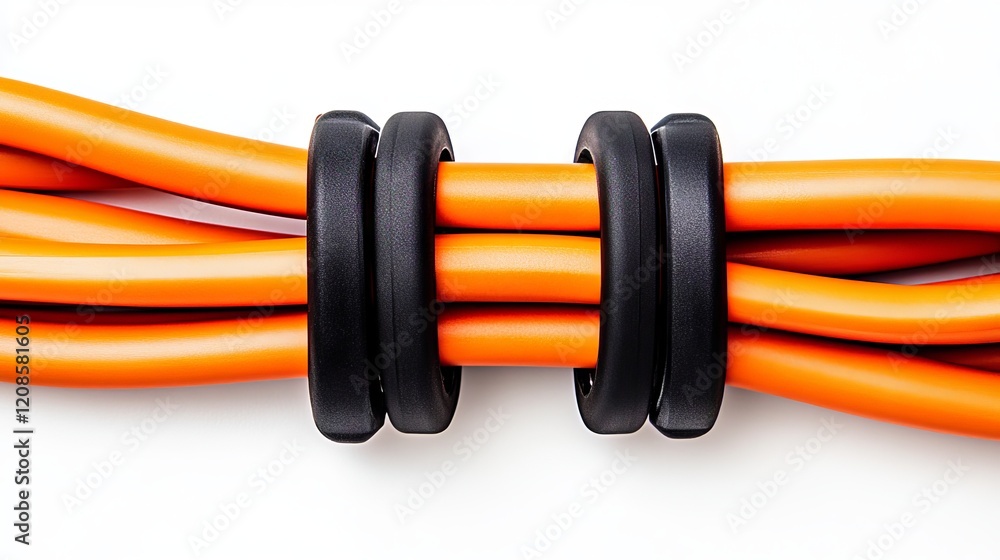 Isolated image of a rubber cable organizer designed to hold wires ...