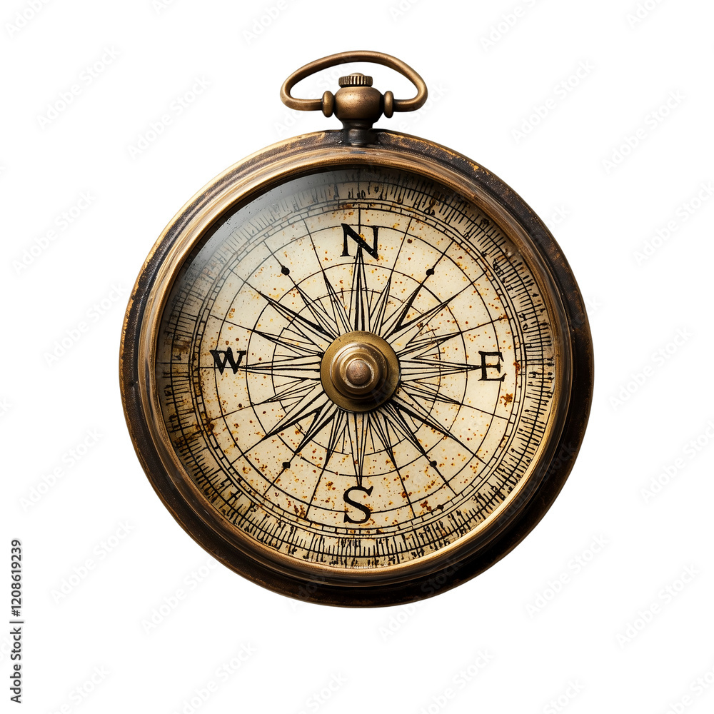 Vintage Compass with Intricate Markings isolated on transparent ...