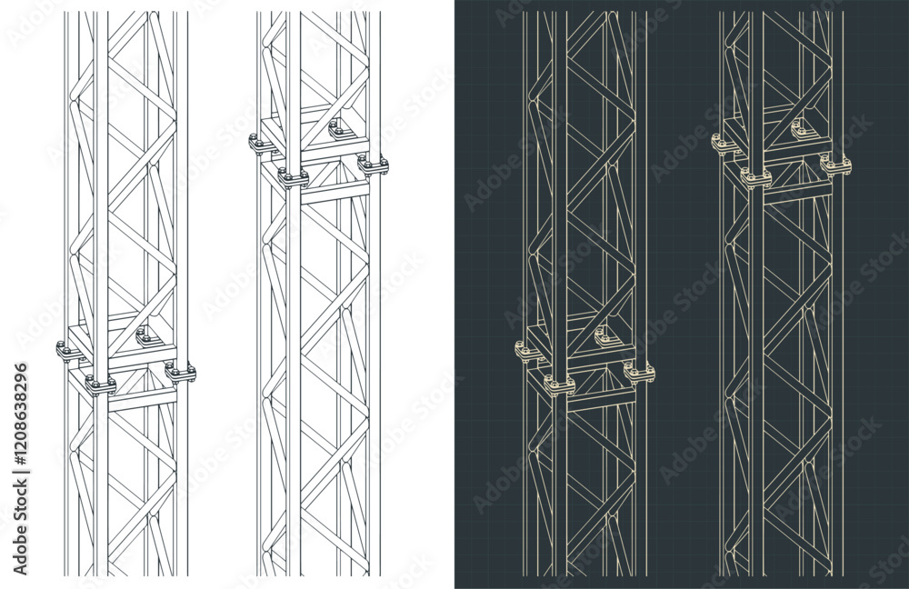 Removable modular metal truss blueprints Stock Vector | Adobe Stock
