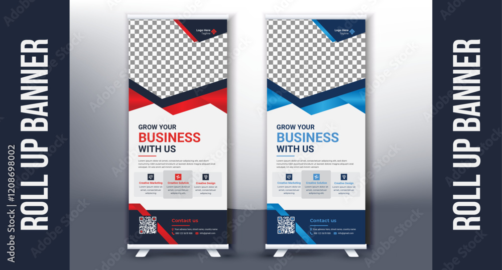 Roll up banner signage design template Vertical roll up x-stand ...