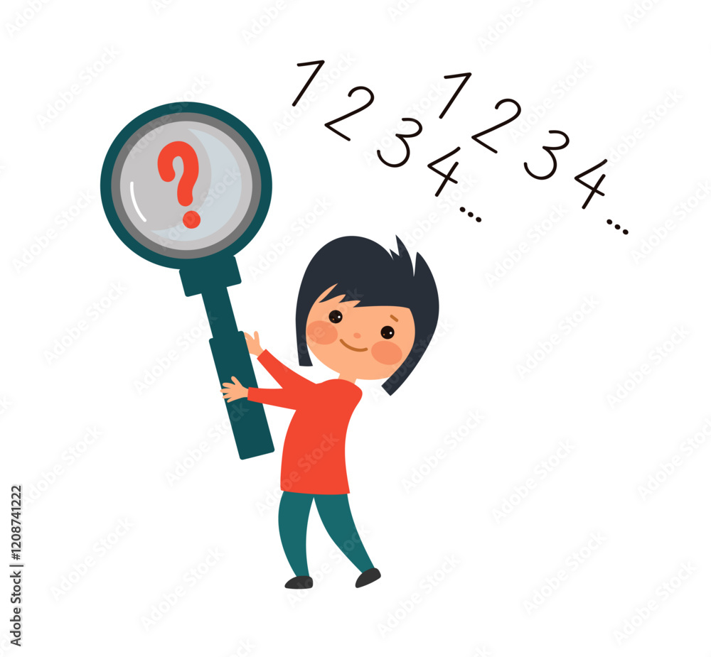 Child learns numbers. Dyscalculia and mental arithmetic concept ...