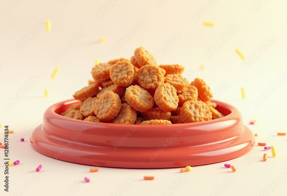 Realistic 3D Dog Food Render, Vibrant Colors, C4D Style, Isolated on ...
