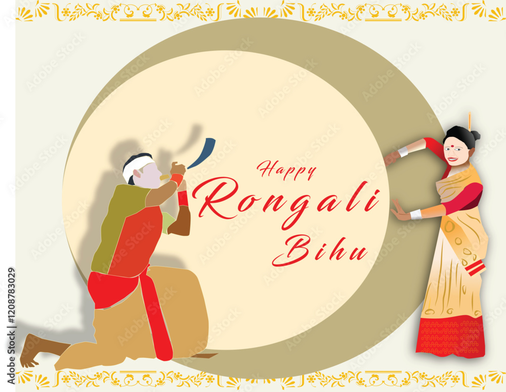Happy Rongali Bihu social media feed template. Greeting background with ...