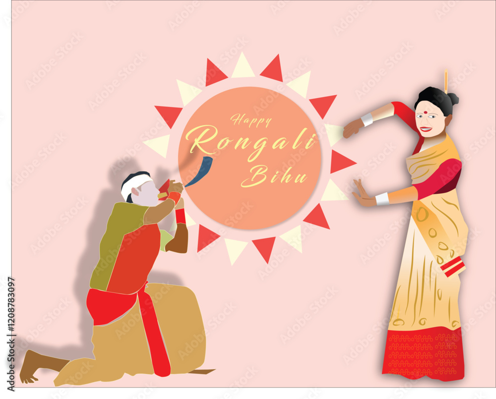 Happy Rongali Bihu social media feed template. Greeting background with ...