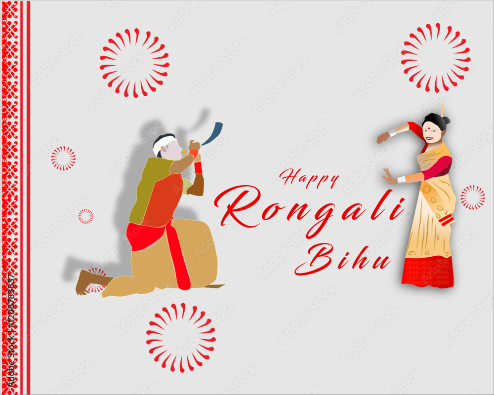 Happy Rongali Bihu social media feed template. Greeting background with ...