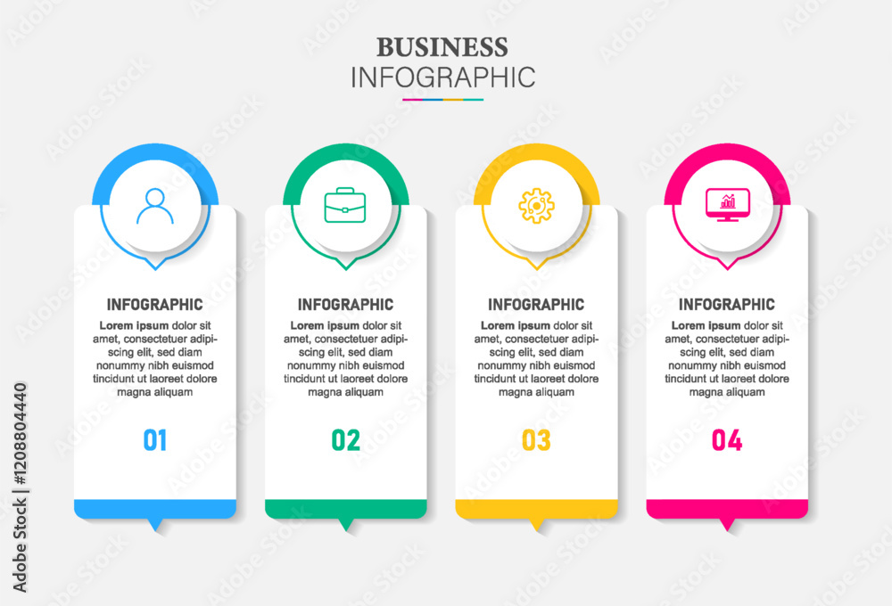 infographic template icons with 4 steps process. Business concept for ...