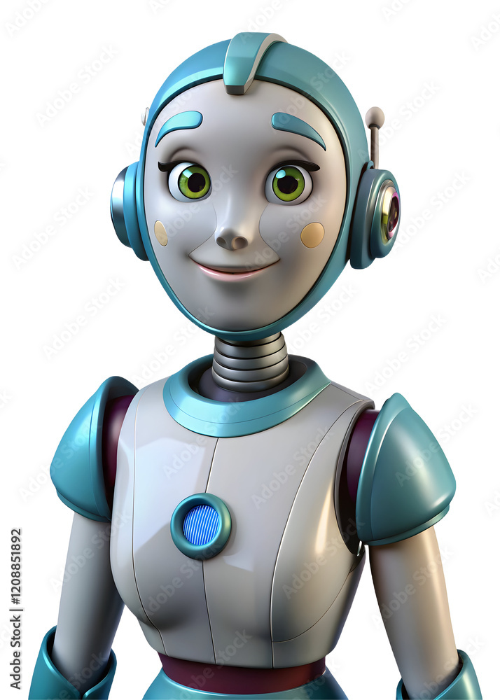 Friendly AI Robot: A cheerful, female humanoid robot with a welcoming ...