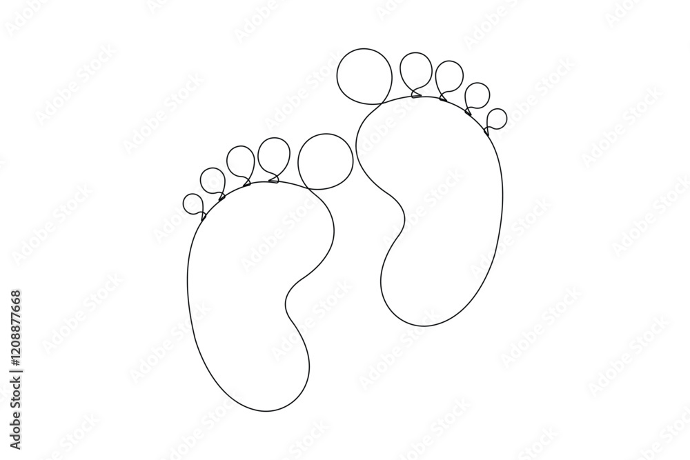 Continuous one line art drawing of human footprint design Stock Vector ...