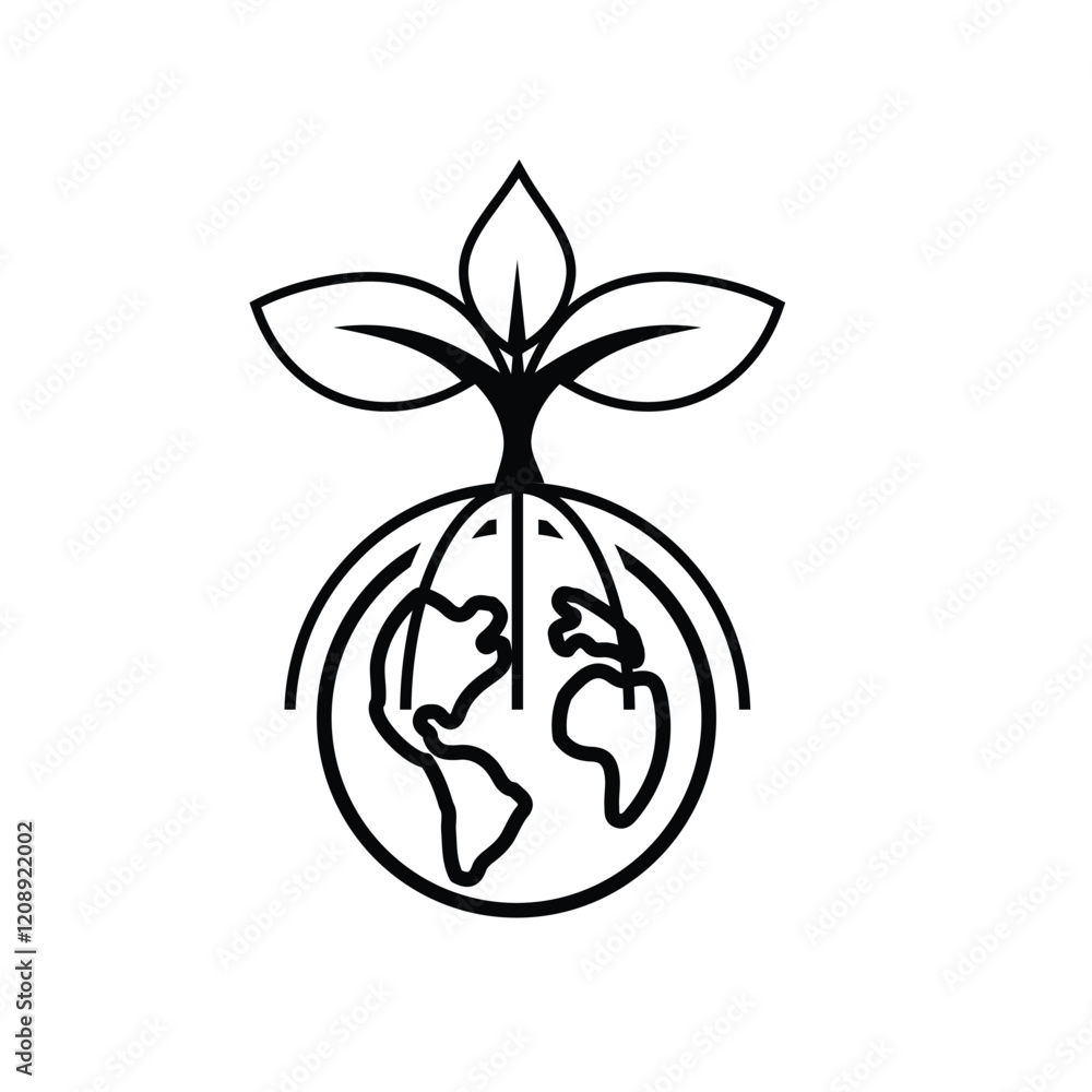 sustainable icon. earth and plant vector. reuse, recycle, renewal for ...