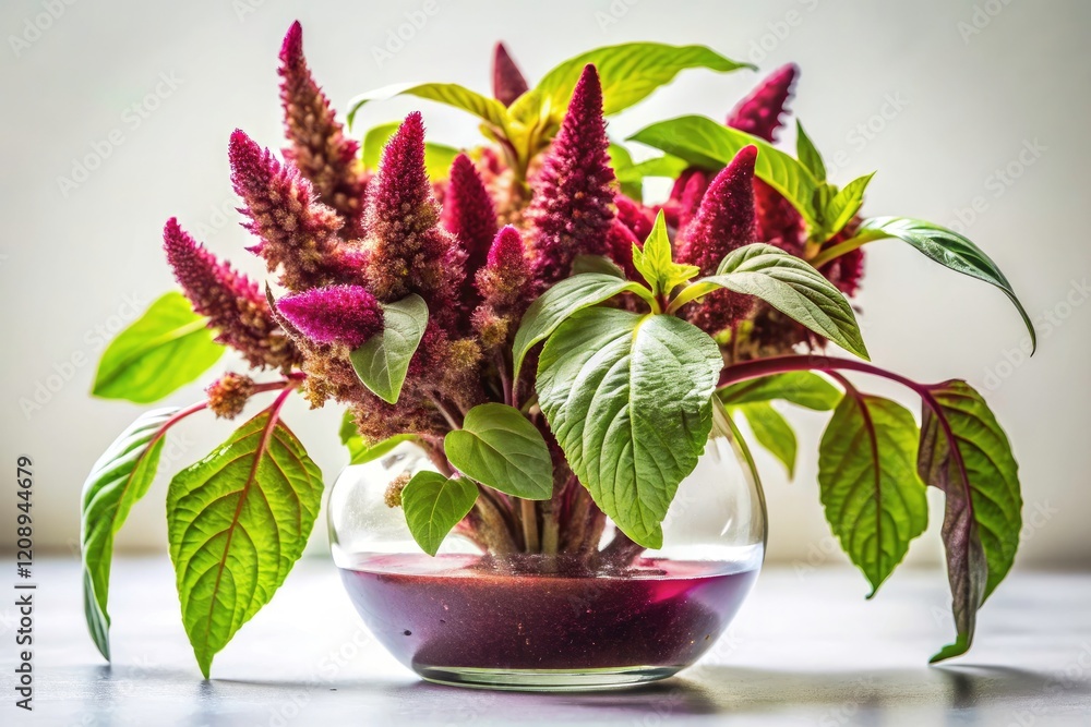 Amaranth Pigweed Still Life Photography: Glass Vessel, White Background ...