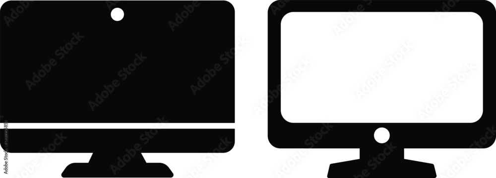 Computer monitor screen flat icon set. vector for apps and websites ...