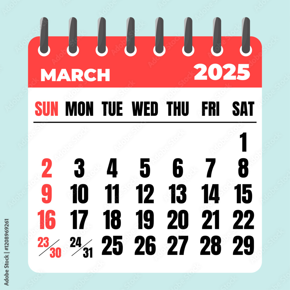 March 2025 Calendar. Desk Calendar 2025, Template Minimalist Calendar ...