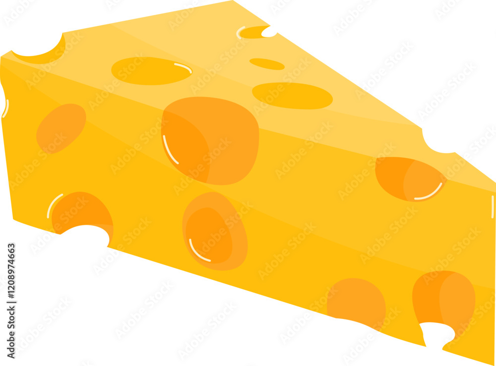 Cartoon Illustration of Cheddar Cheese Block Stock Vector | Adobe Stock