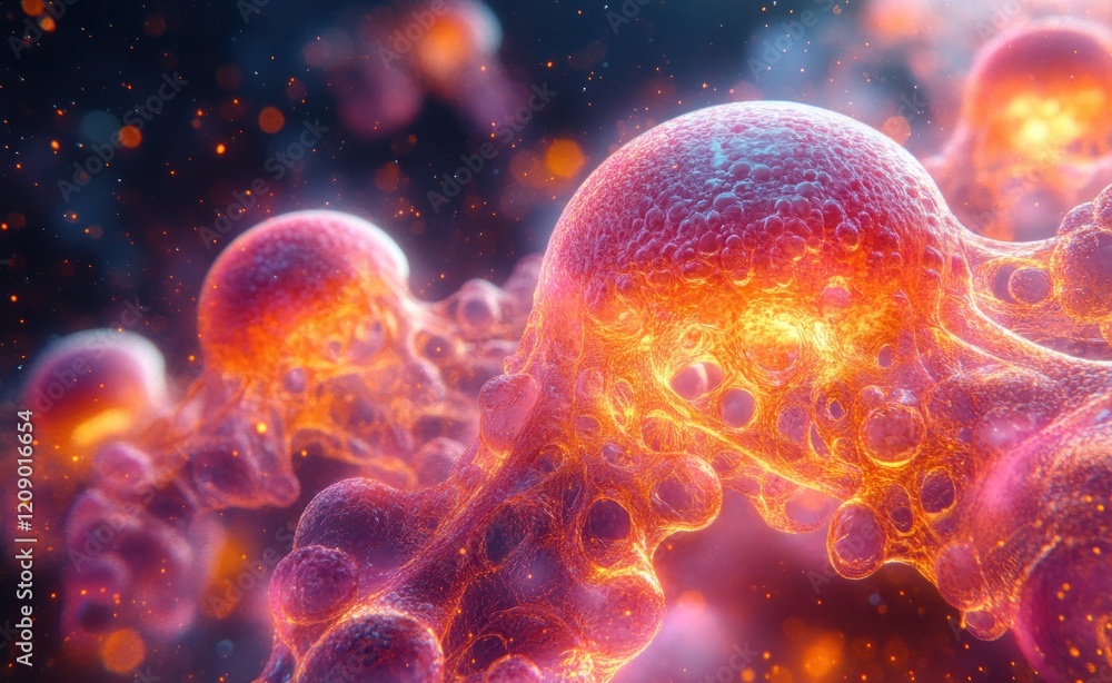 Cell Merging and Division Abstract Art Vibrant Microscopic View Stock ...