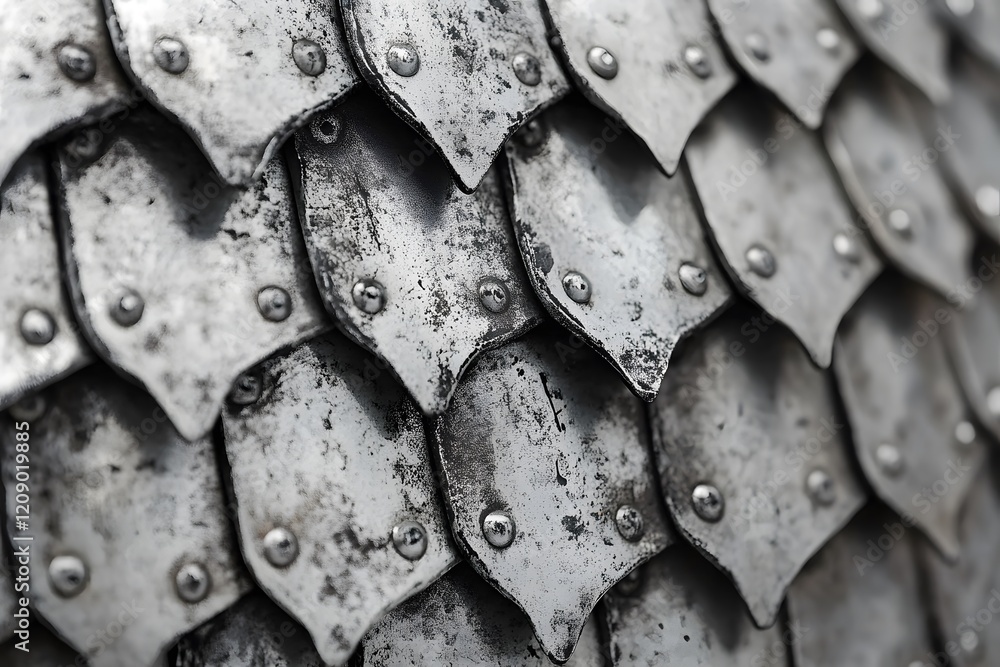 Weathered Metal Armor Scale Detail Closeup Stock Photo | Adobe Stock