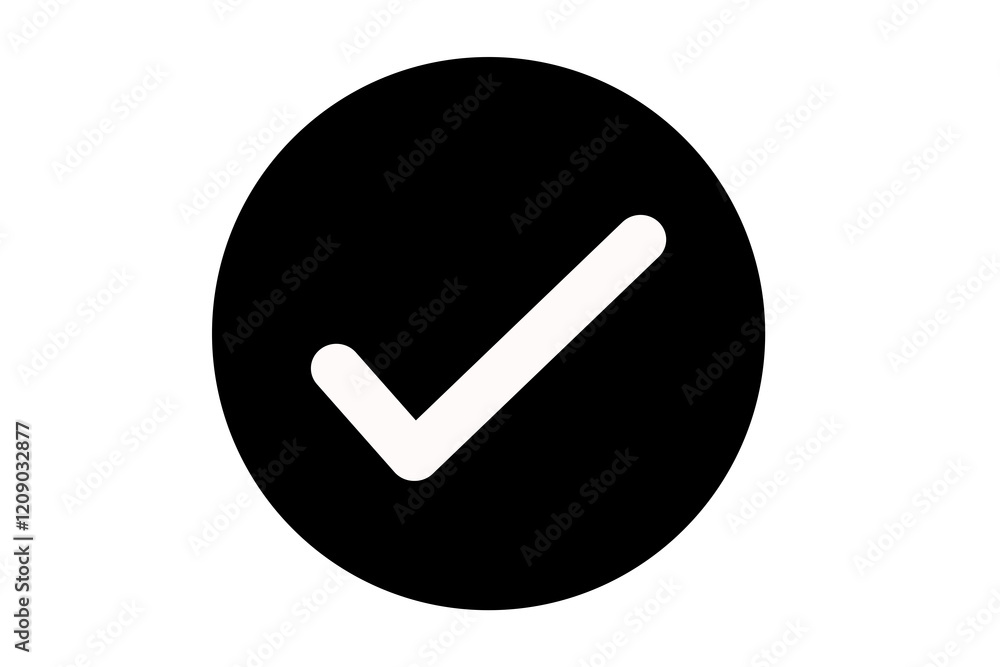 white check mark icon on black round circle transparent background png ...
