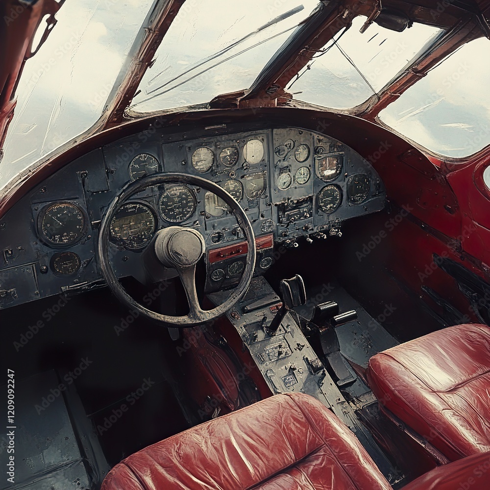 Vintage Aircraft Cockpit: A Glimpse into Aviation History Stock ...