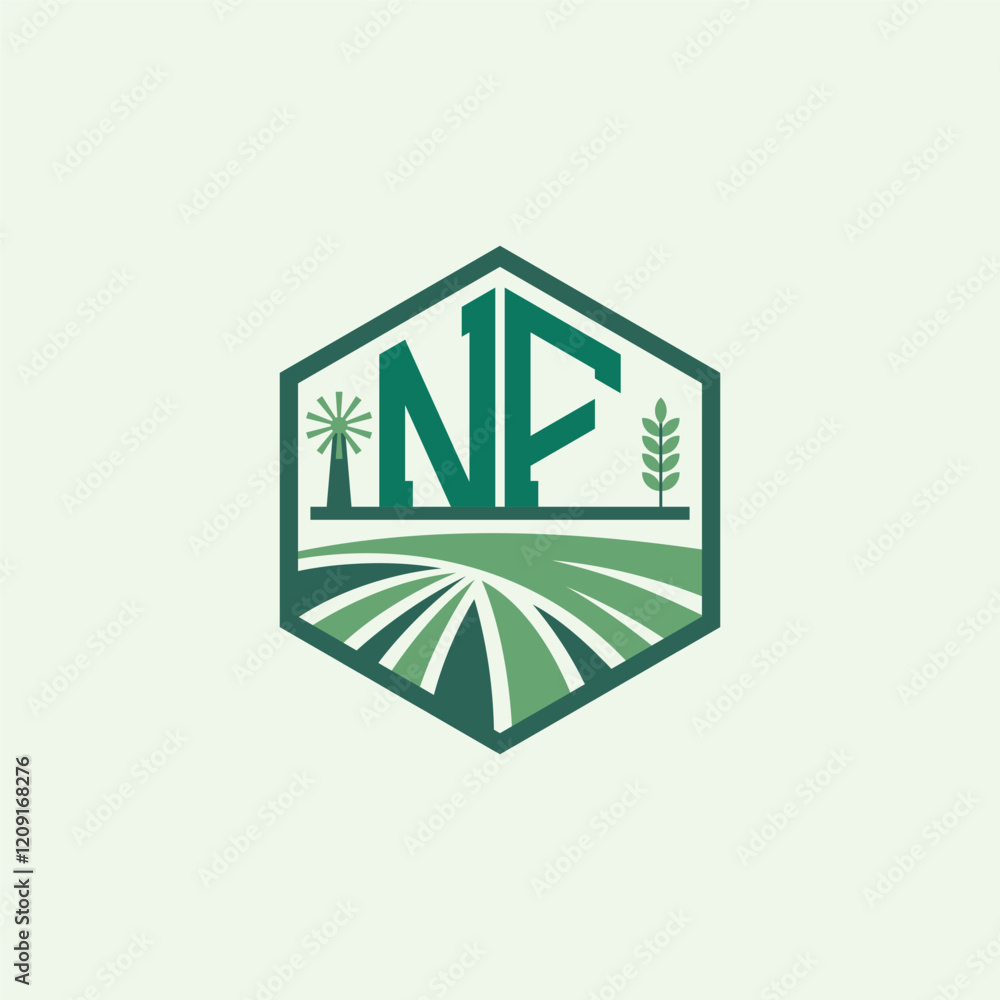 Modern Agricultural NF Logo Design. Letter NF Farm Logo and Field Icon ...