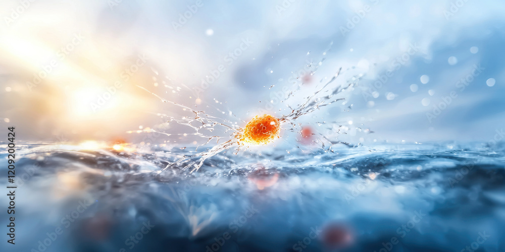 Digital rendering of T cells engaging in dynamic splash in water ...