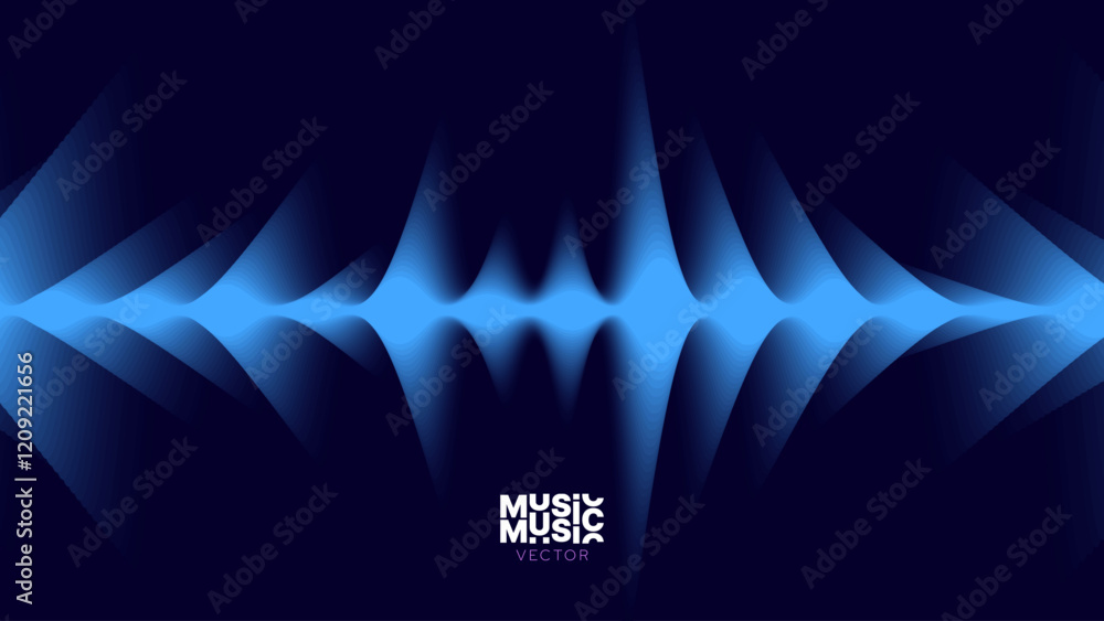 Abstract Blue Smooth Digital EQ Equalizer. Sound Wave Design Element ...