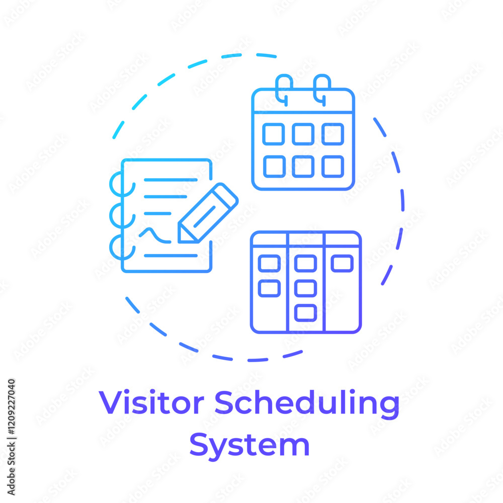 Visitor scheduling system blue gradient concept icon. Planning software ...
