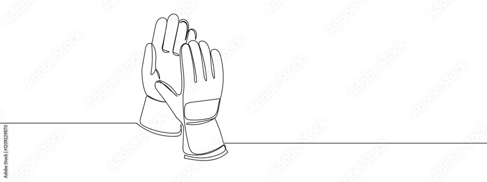 One continuous line. Gloves, mechanic's gloves, engineer's uniform line ...