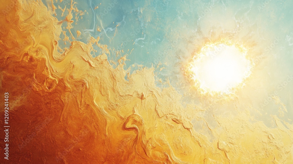 26.A scorching summer heat wave with a blazing sun dominating a clear ...