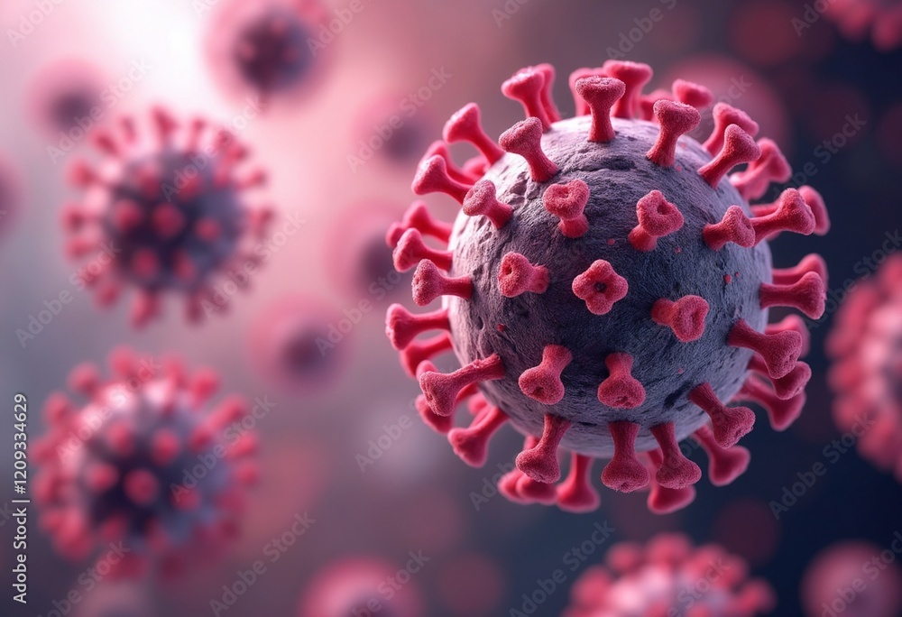Microscopic view of HMPV Human metapneumovirus viruses potentially ...