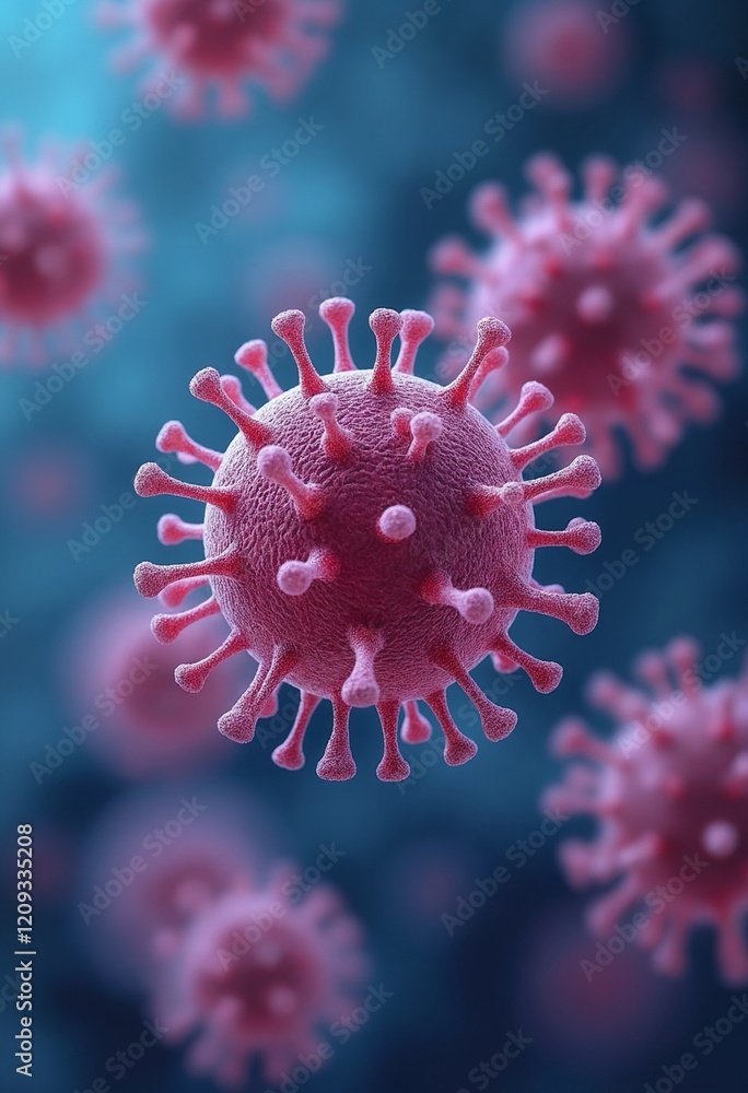 Microscopic view of HMPV Human metapneumovirus viruses potentially ...
