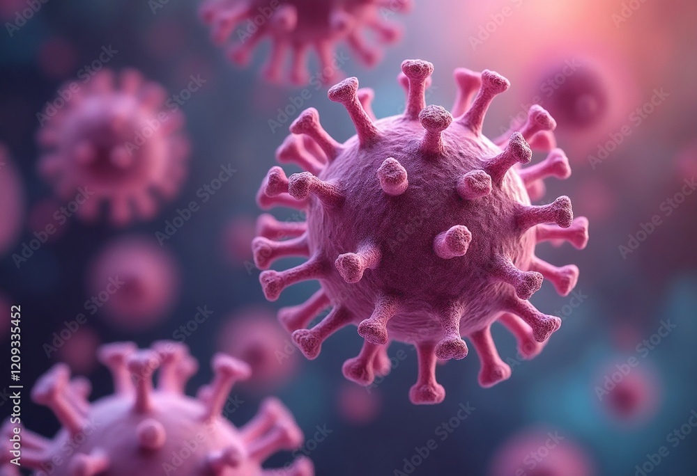 Microscopic view of HMPV Human metapneumovirus viruses potentially ...