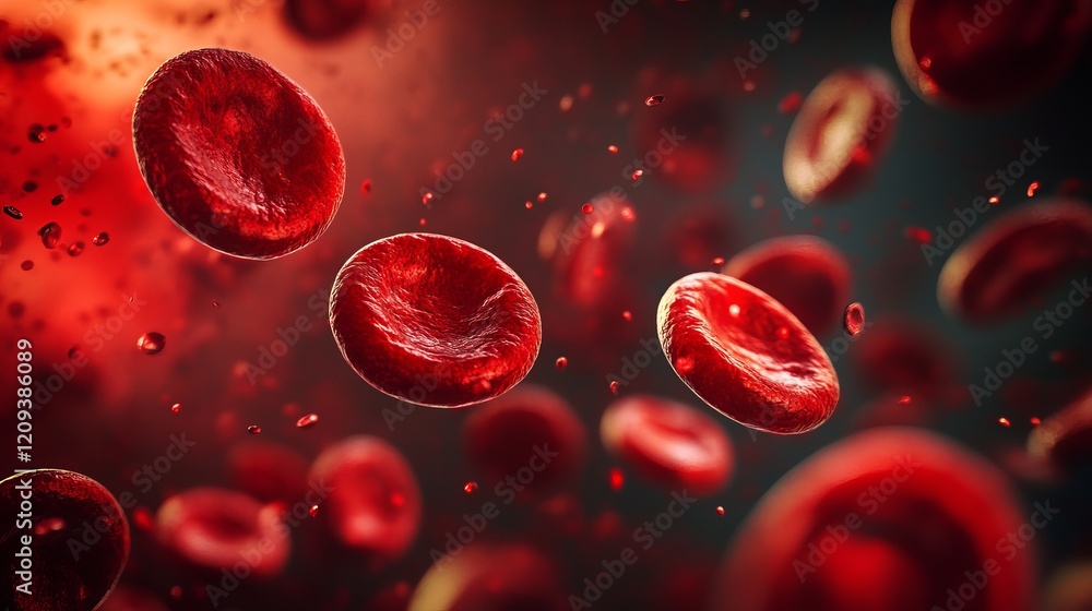 Red blood cells are shown moving through the bloodstream, illustrating ...