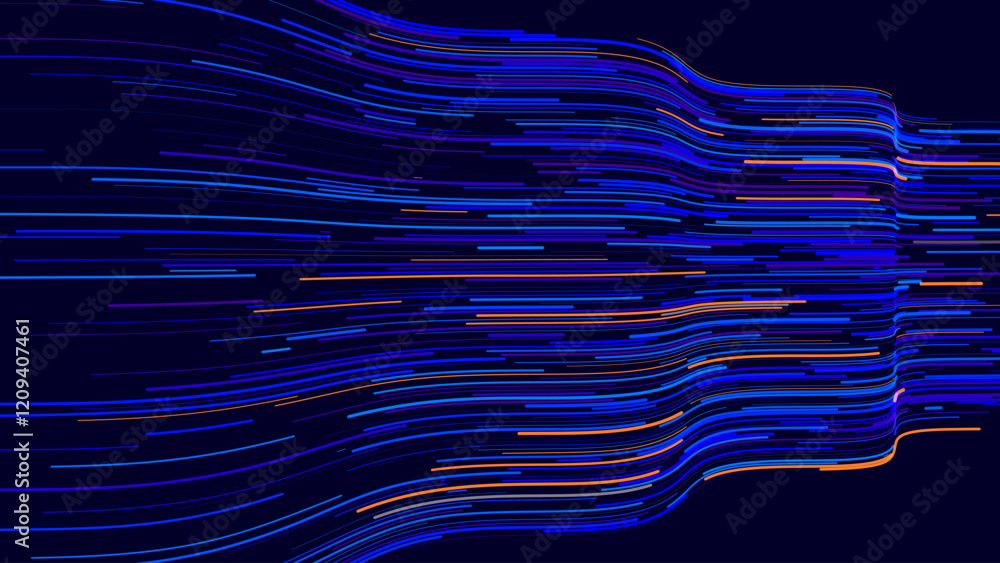 Cyber Big Data Flow Particles Bokeh. Digital Neural Network. Concept of ...