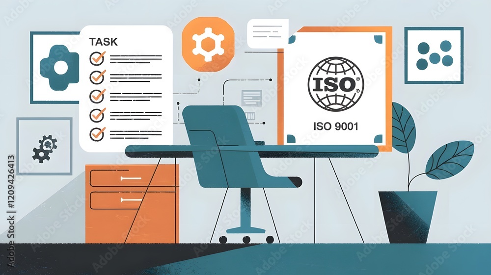 ISO certification approval concept. A person highlighting ISO ...