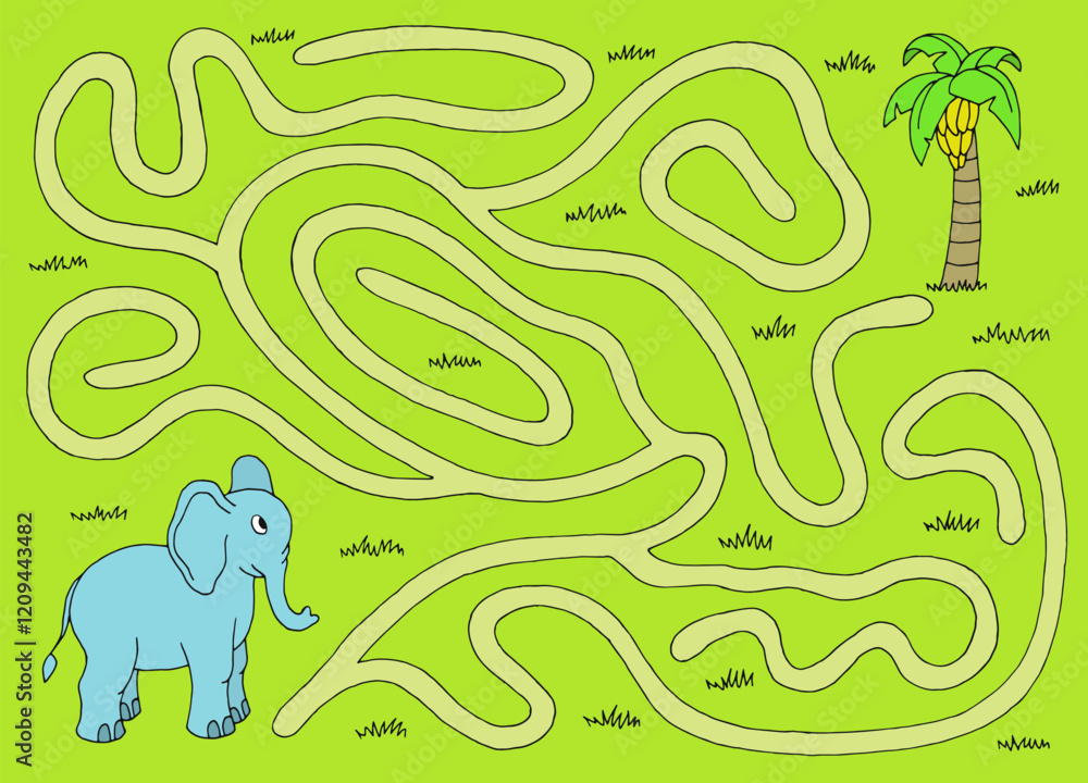 Elephant maze graphic color sketch illustration vector Stock Vector ...