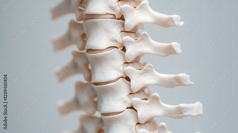 A detailed model of a human spine, showcasing the vertebrae structure ...