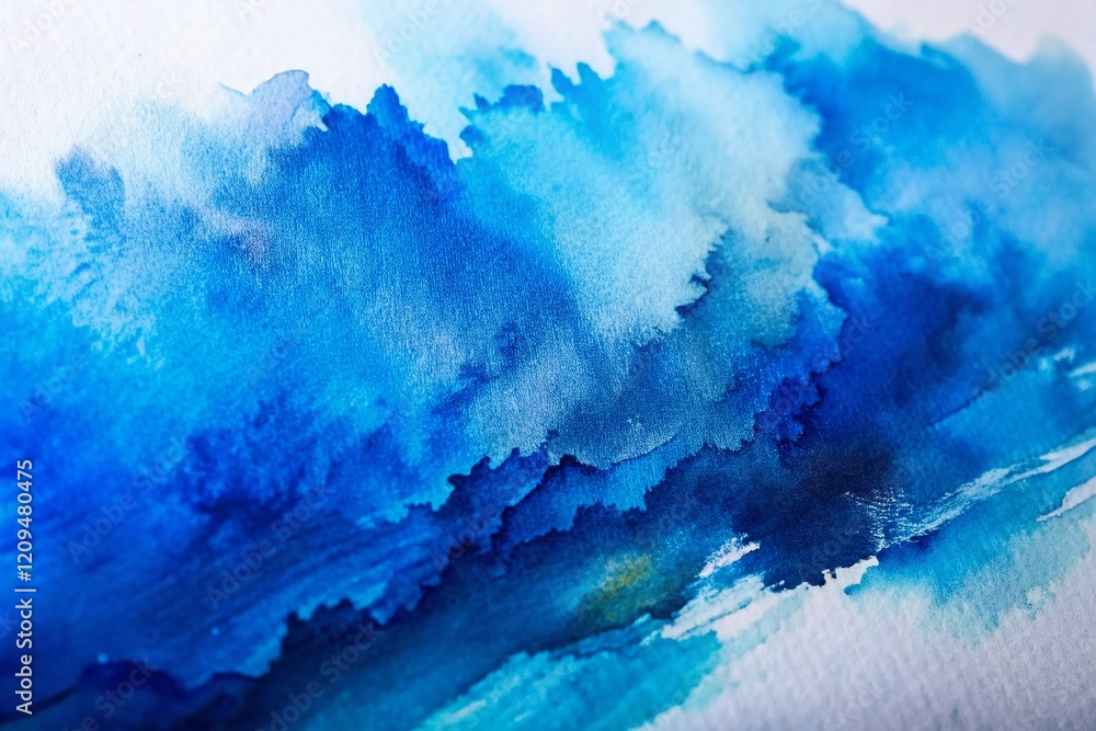 Abstract Blue Watercolor Background: Hand-Drawn Texture for Label or ...