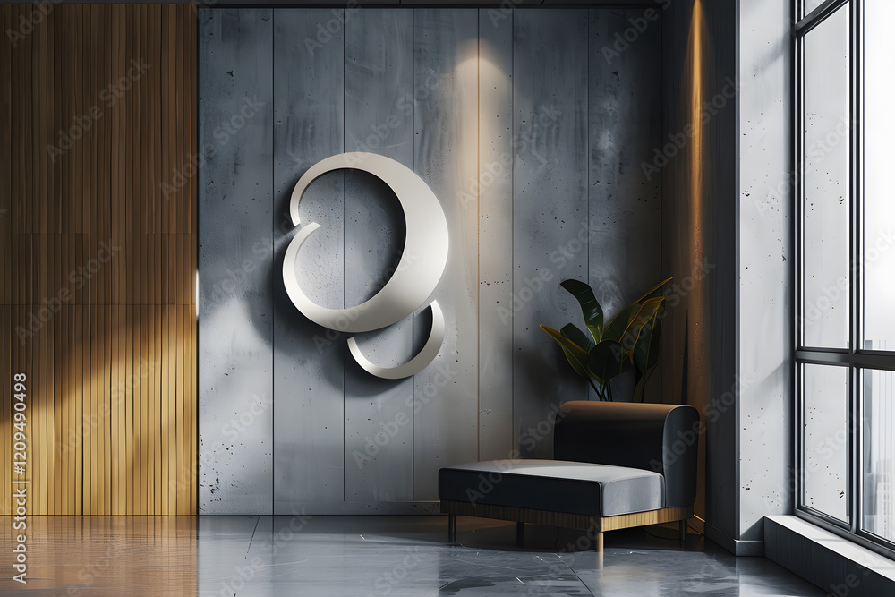 Reflecting logo mockup on a modern office wall, sleek design ...