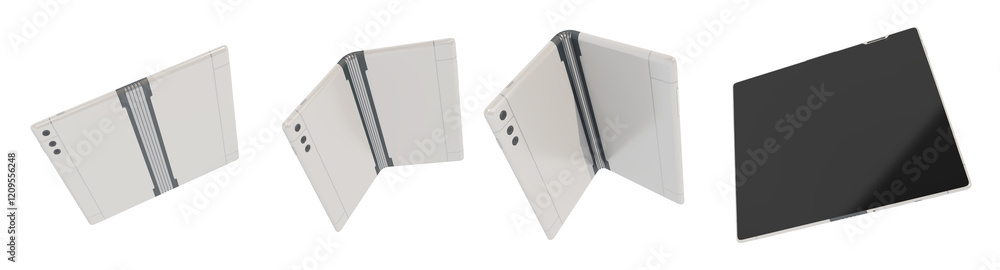 Model of a folding smartphone with a flexible screen. The hinge ...