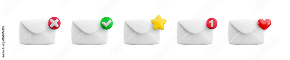 Vector cartoon 3d New email icon set. Realistic 3d render envelope with ...