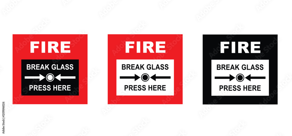 Warning Tool Fire Alarm Emergency System Fire Alarm Box Break Glass Press Here Safety