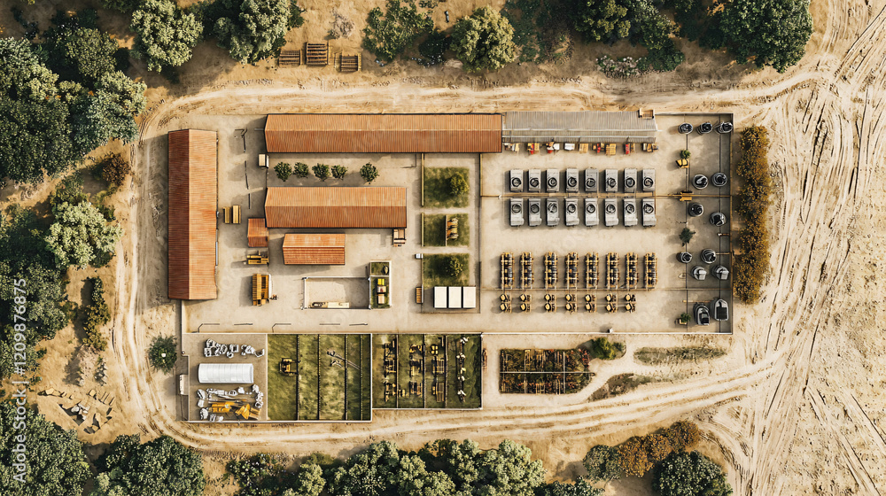 A detailed top-down construction plan view showing equipment storage ...