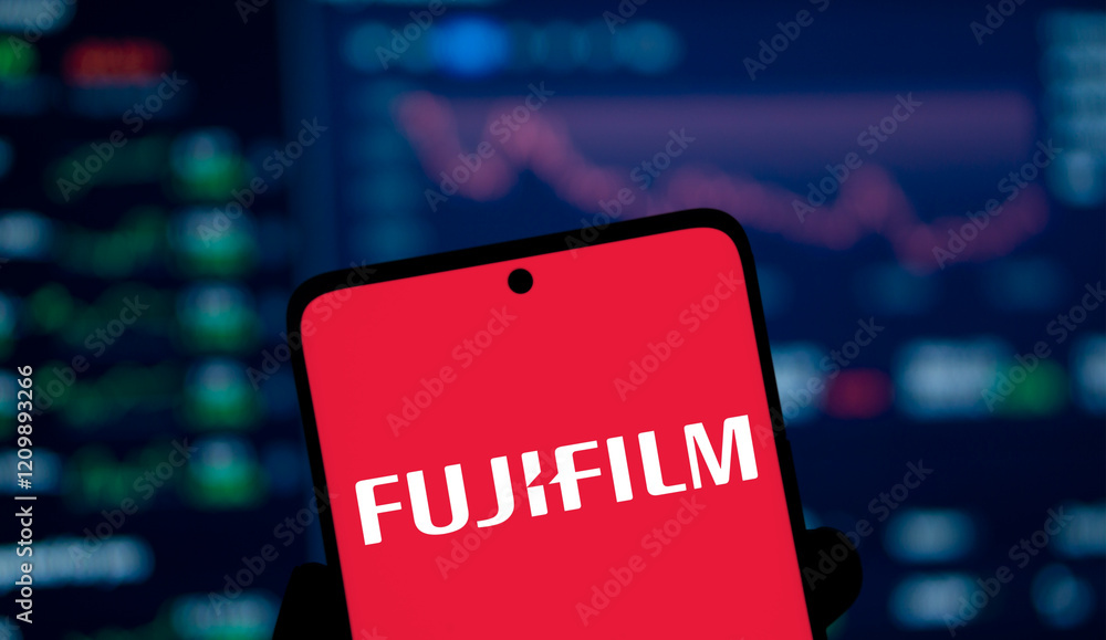 Dhaka, Bangladesh- 6 Jan 2025: Fujifilm logo is displayed on smartphone ...