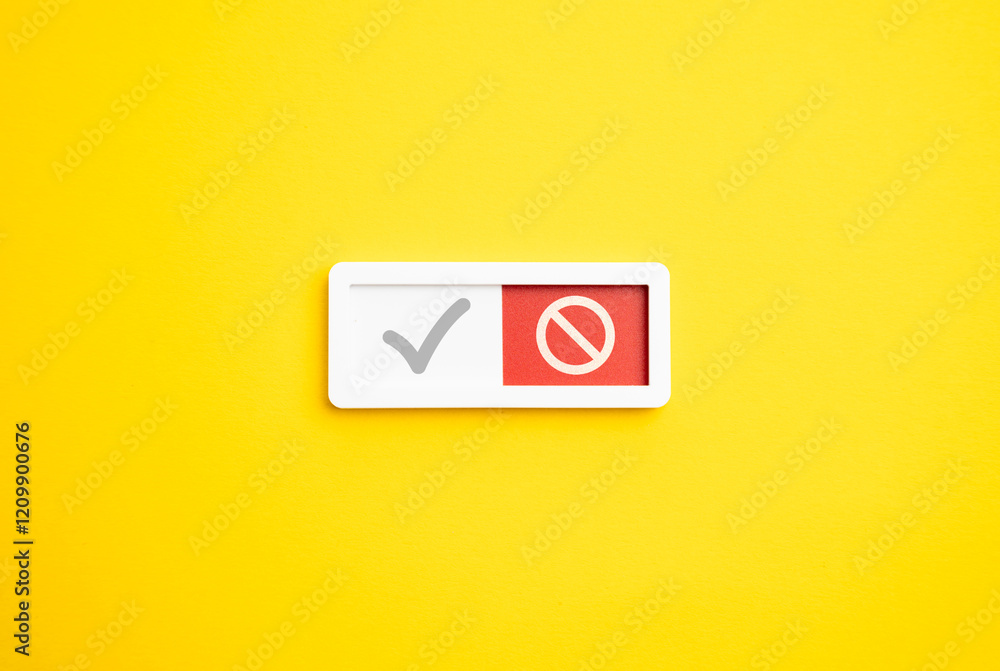 Switch button showing red refusal symbol. Cancellation. Absence and non ...